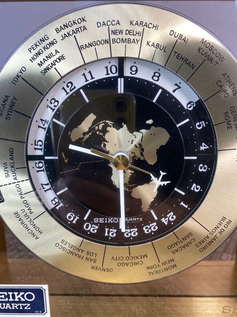 Seiko QZ-885A World Time Quartz Table Clock, Furniture & Home Living ...