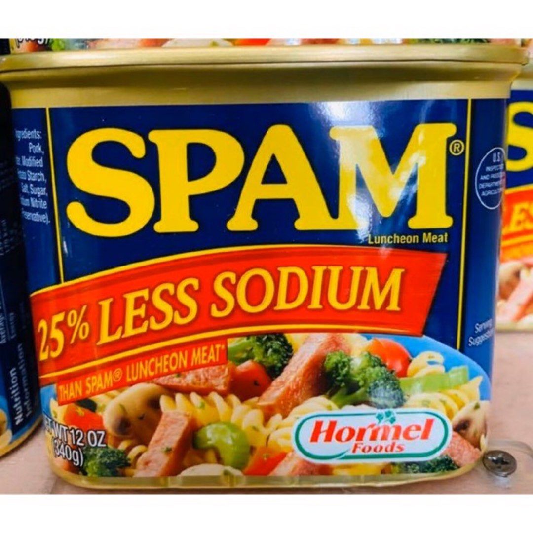 SPAM 25% less sodium, Food & Drinks, Packaged & Instant Food on Carousell