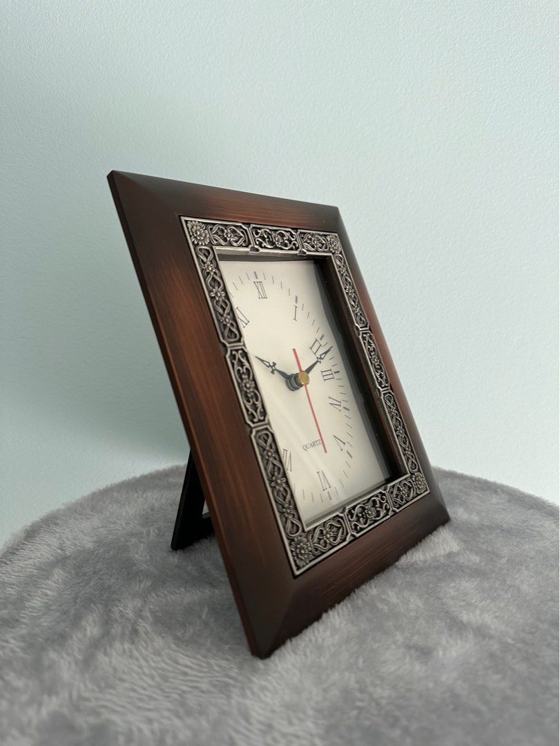 Table Quartz Clock - Wood/Pewter Frame, Furniture & Home Living, Home ...