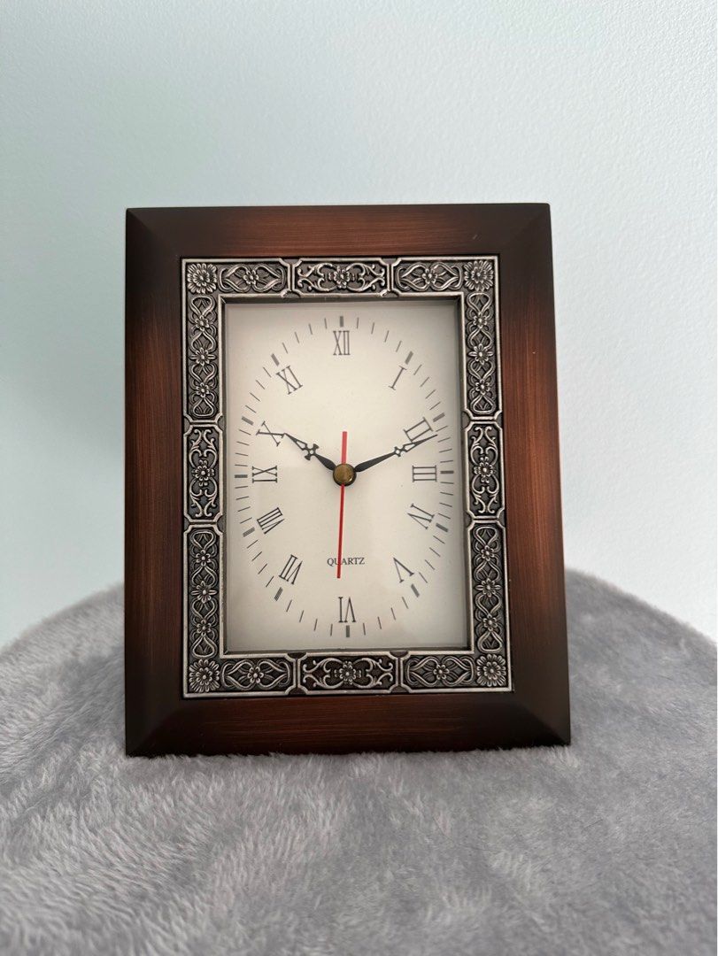 Table Quartz Clock - Wood/Pewter Frame, Furniture & Home Living, Home ...