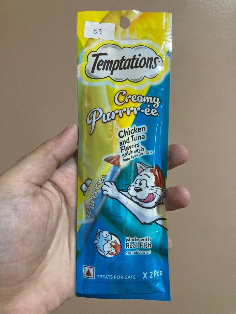 Temptations Creamy Purrrree Chicken and Tuna 12g 2s, Pet Supplies, Pet ...