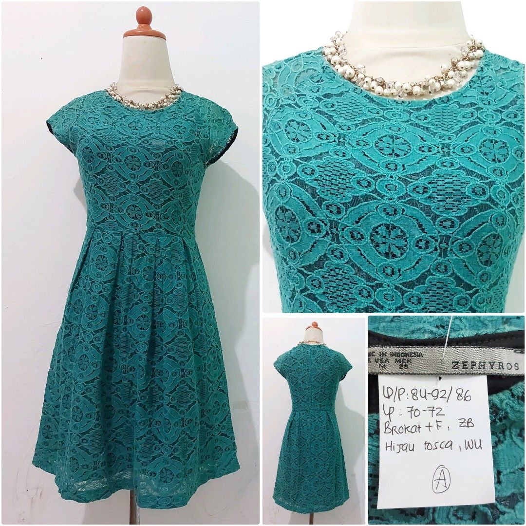Tosca Brokat Aline Dress/Thrift Dress Brokat Aline Hijau Tosca, Fesyen ...