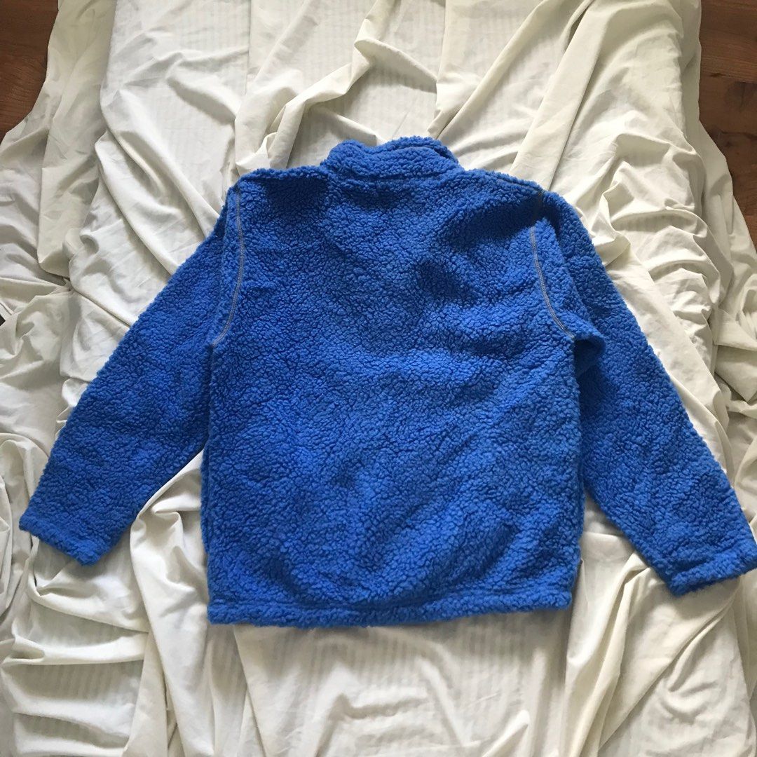 Uniqlo Cobalt Blue Teddy Bear Quarter Zip Up Collared Sweater Jacket ...