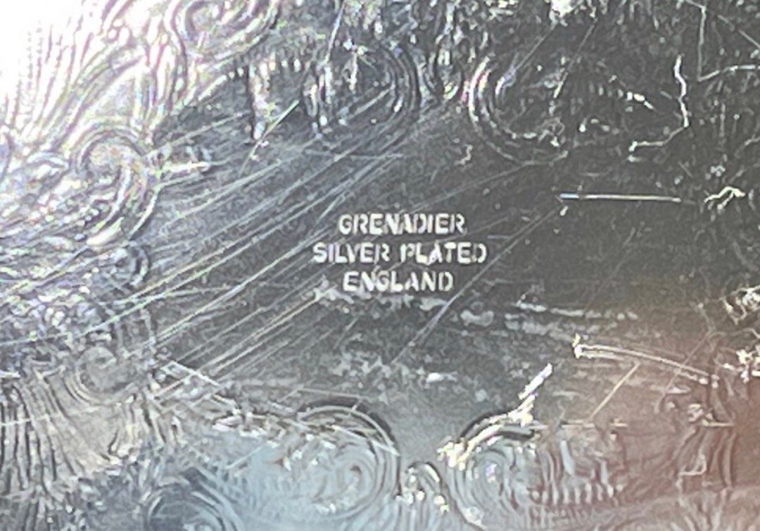 Vintage GRENADIER SILVER PLATED SHINY SERVING TRAY -Made in England ...