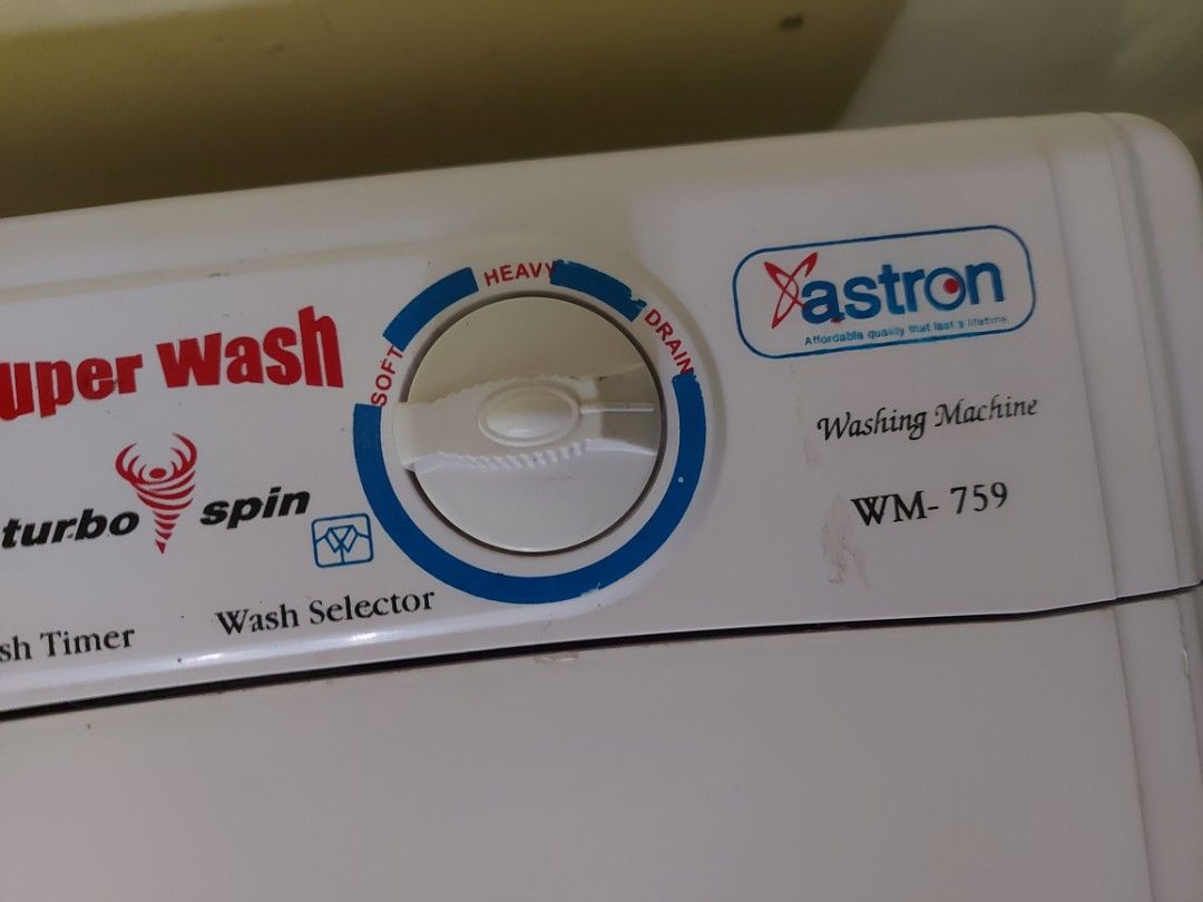 Washing machine Astron 7.5kg superwash single tub, TV & Home Appliances ...