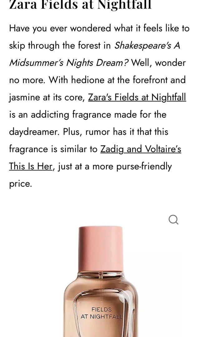 Zara Fields at Nightfall- Perfume - 100ml, Beauty & Personal Care ...
