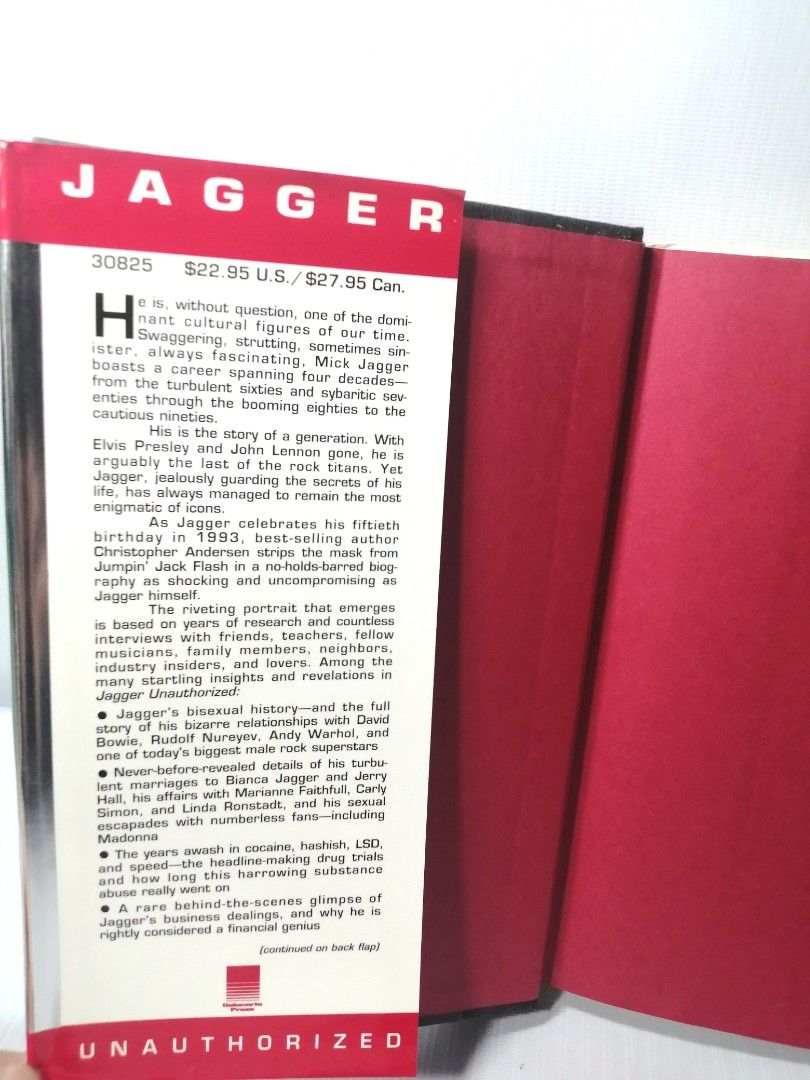 1993 ( MICK ) JAGGER UNAUTHORIZED Hardbound Biography Book by ...