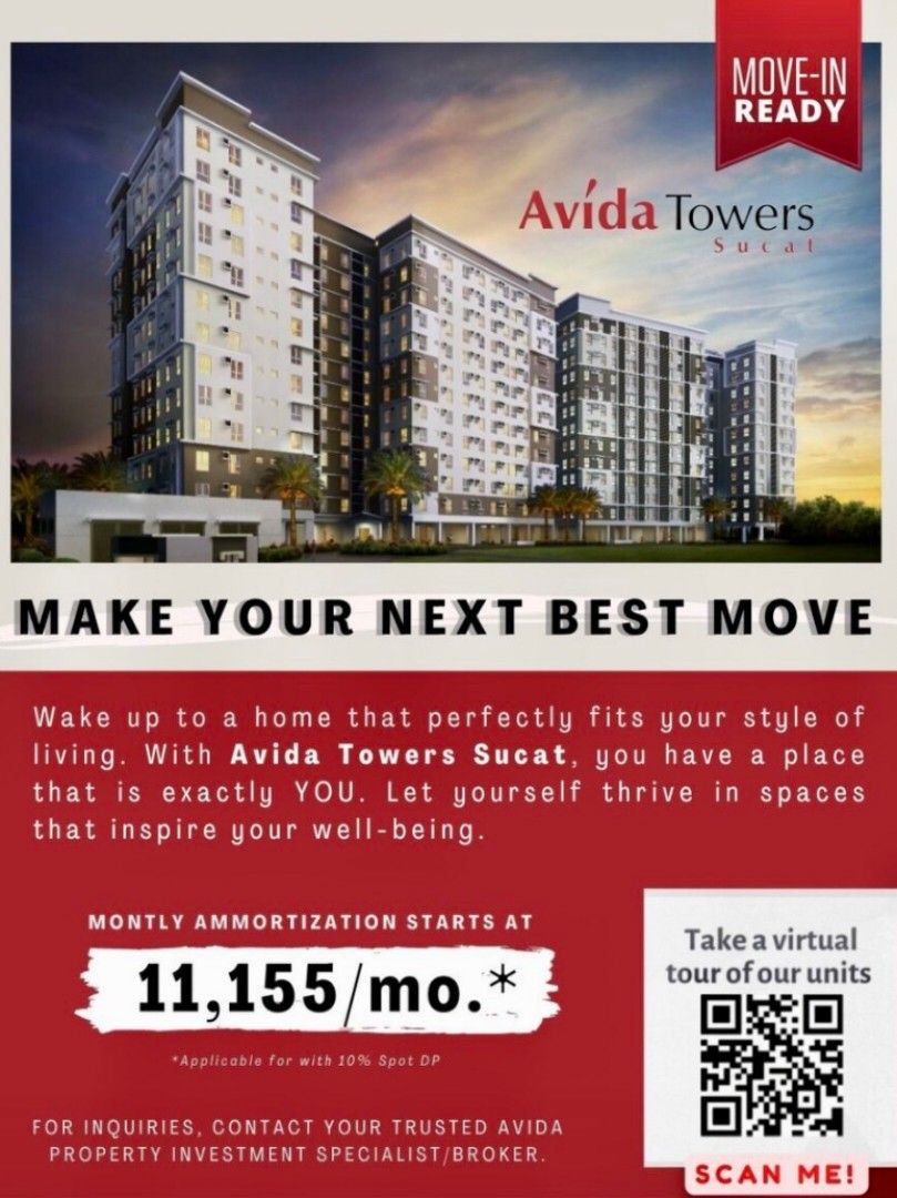 2 Bedroom Unit , Avida Tower Sucat. Free 50k worth of appliances upon move in, Property, For ...