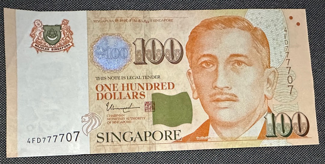 Almost Solid 7 Singapore Portrait $100 Note, Hobbies & Toys ...