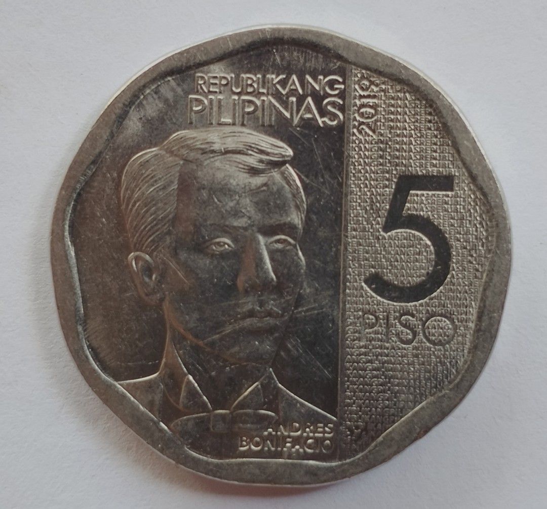 Andres Bonifacio Nonagonal 5 peso coin, Hobbies & Toys, Memorabilia & Collectibles, Currency on ...