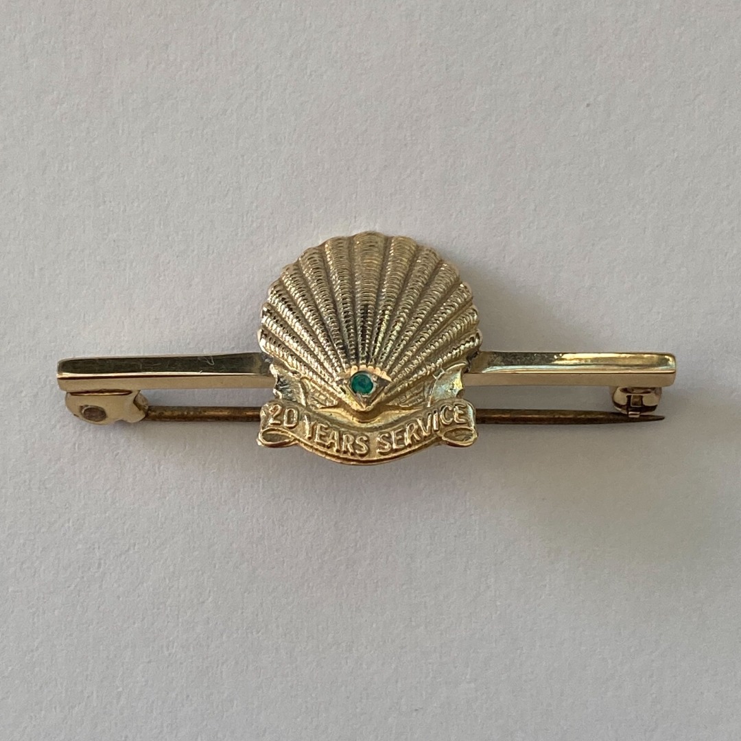 Antique SHELL 20 Years Service 9K Gold Tie Pin ~1965 UK Hallmark ...