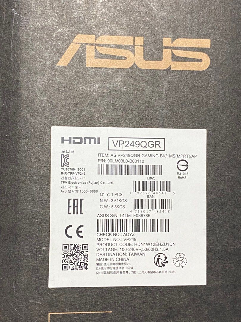 ASUS 144hz VP249 23.8" LCD monitor, Computers & Tech, Parts ...