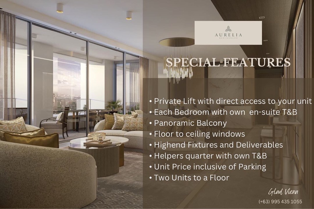 BGC LUXURY PROPERTY - AURELIA RESIDENCES, 3 Bedroom Unit with Parking ...