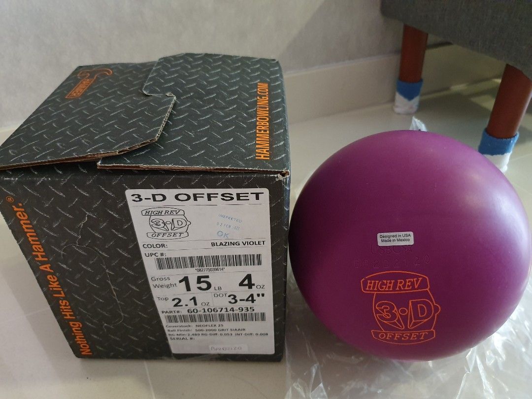 BNIB - 15lbs -Hammer 3D Offset High Rev Bowling Ball, Sports Equipment ...
