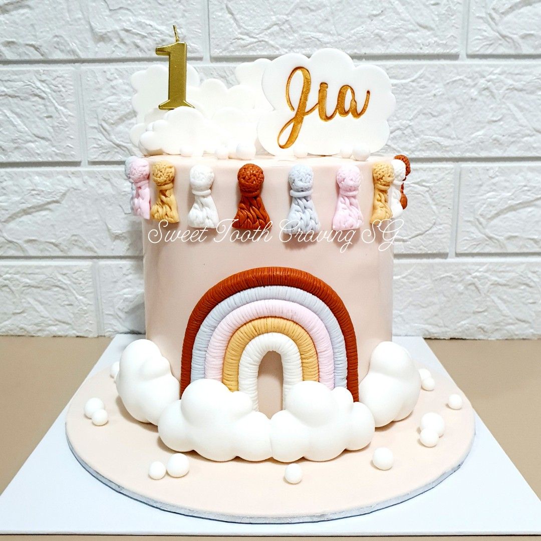 Boho Rainbow Cake, Food & Drinks, Homemade Bakes on Carousell