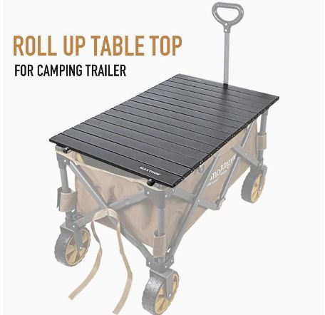 Camp Wagon Table Trolley Table Top Aluminum Alloy Wood Grain Design 55 ...
