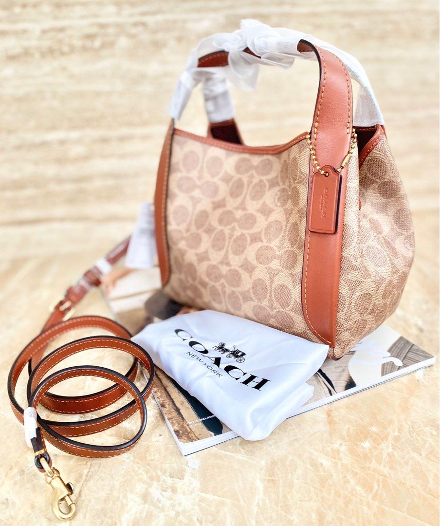 Coach Retail 79251 Hadley Hobo 21 In Signature Canvas Tan Rust (Inc DB ...