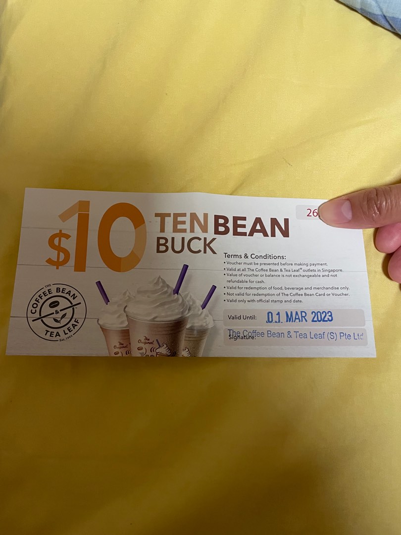 Coffee Bean CBTL $10 voucher, Tickets & Vouchers, Vouchers on Carousell