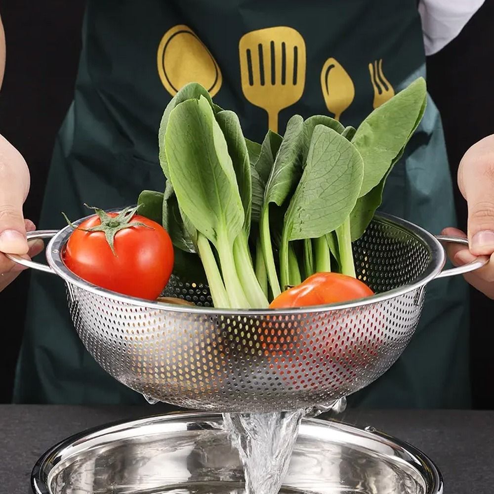 Colander Strainer Kitchen Drainer Stainless Steel Basket 25cm 22cm Easy ...