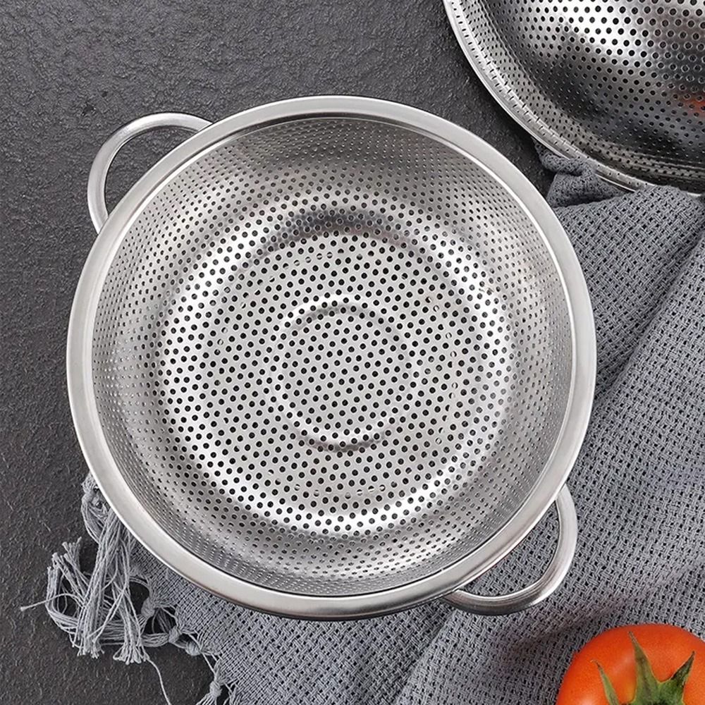 Colander Strainer Kitchen Drainer Stainless Steel Basket 25cm 22cm Easy ...