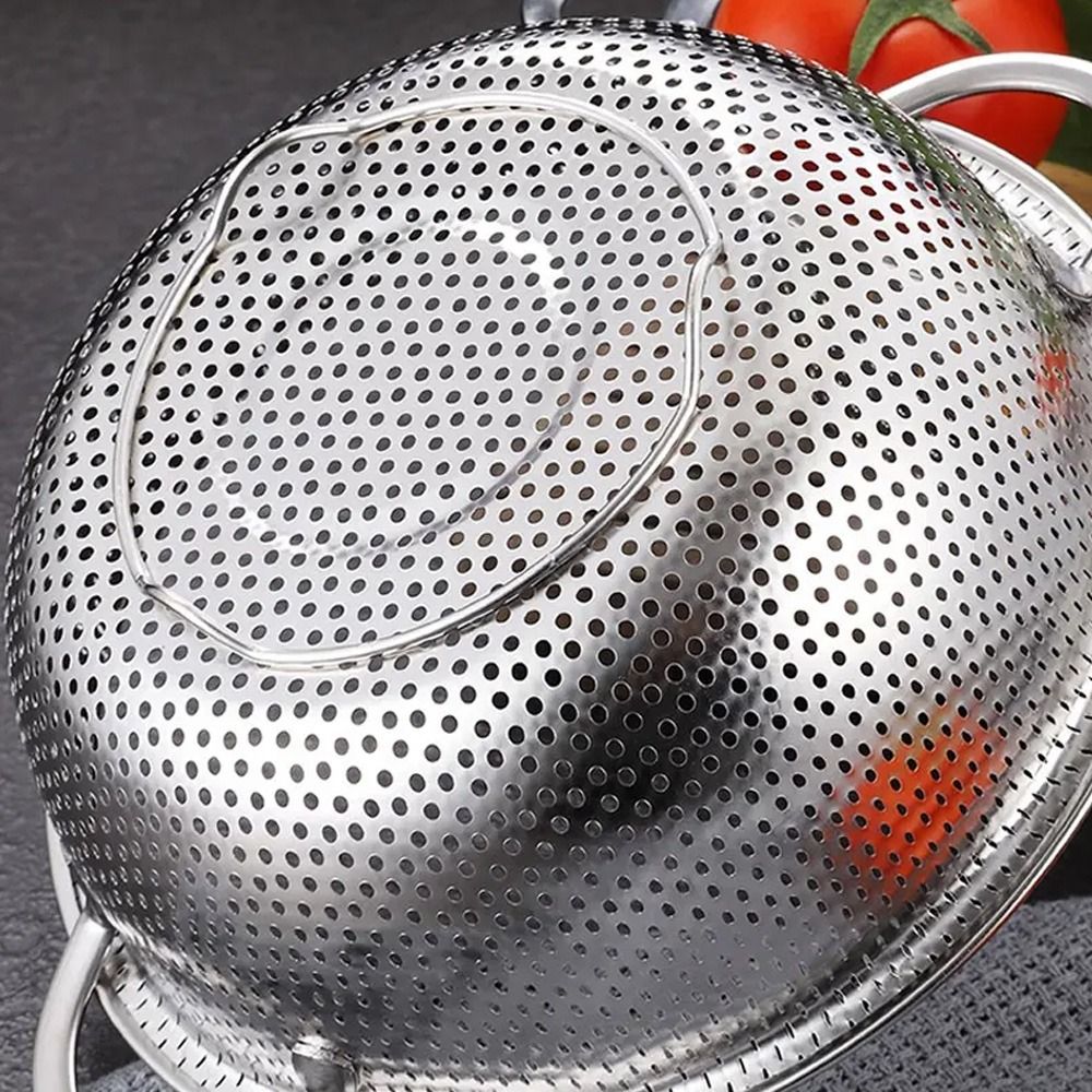 Colander Strainer Kitchen Drainer Stainless Steel Basket 25cm 22cm Easy ...