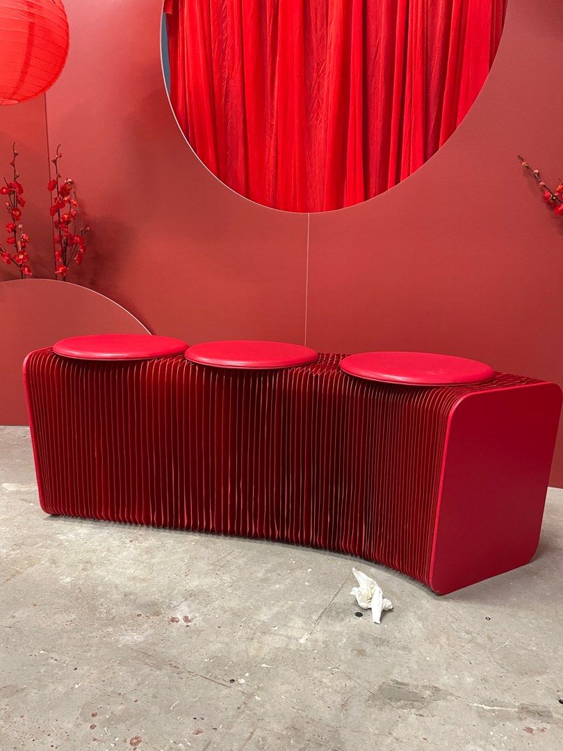 Collapsible honeycomb bench paper 3-seater, Furniture & Home Living ...