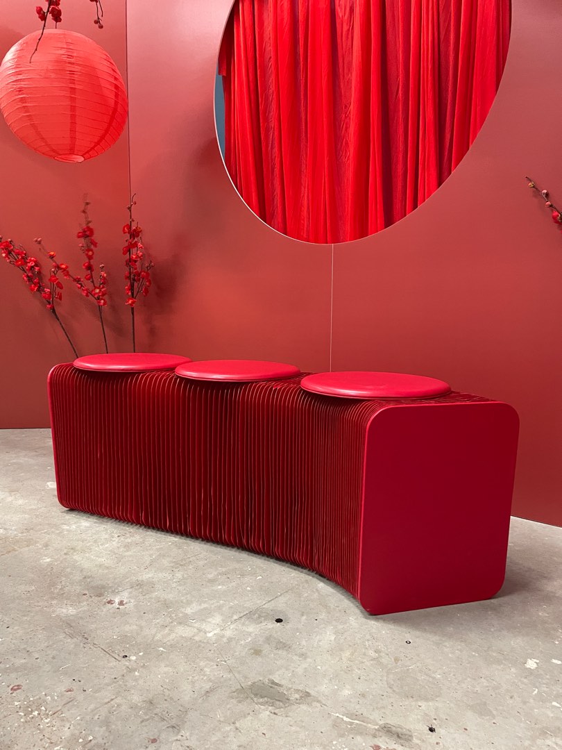 Collapsible honeycomb bench paper 3-seater, Furniture & Home Living ...