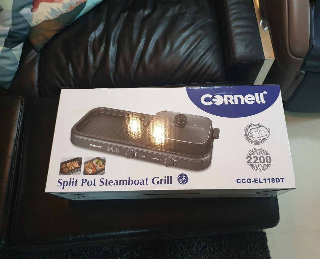 Cornell Split Pot Steamboat Grill CCG-EL118DT, TV & Home Appliances ...