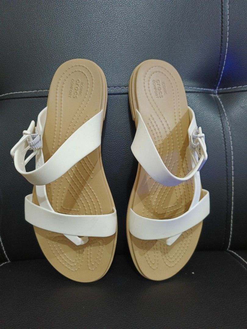 Crocs Tulum White W7, Women's Fashion, Footwear, Flats & Sandals on ...