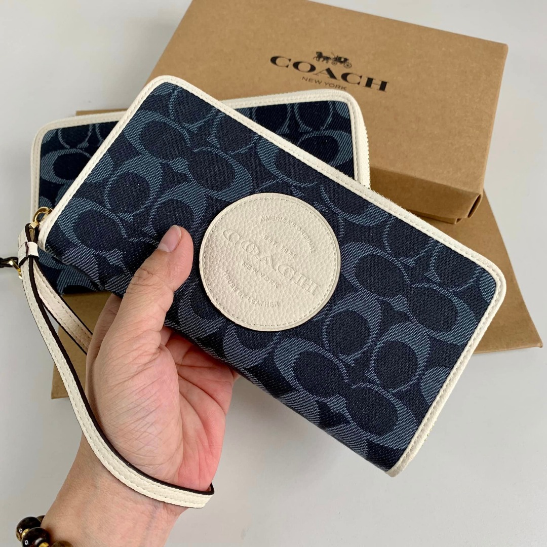 Dempsey Large Phone Wallet In Signature Denim With Coach Patch, Luxury ...