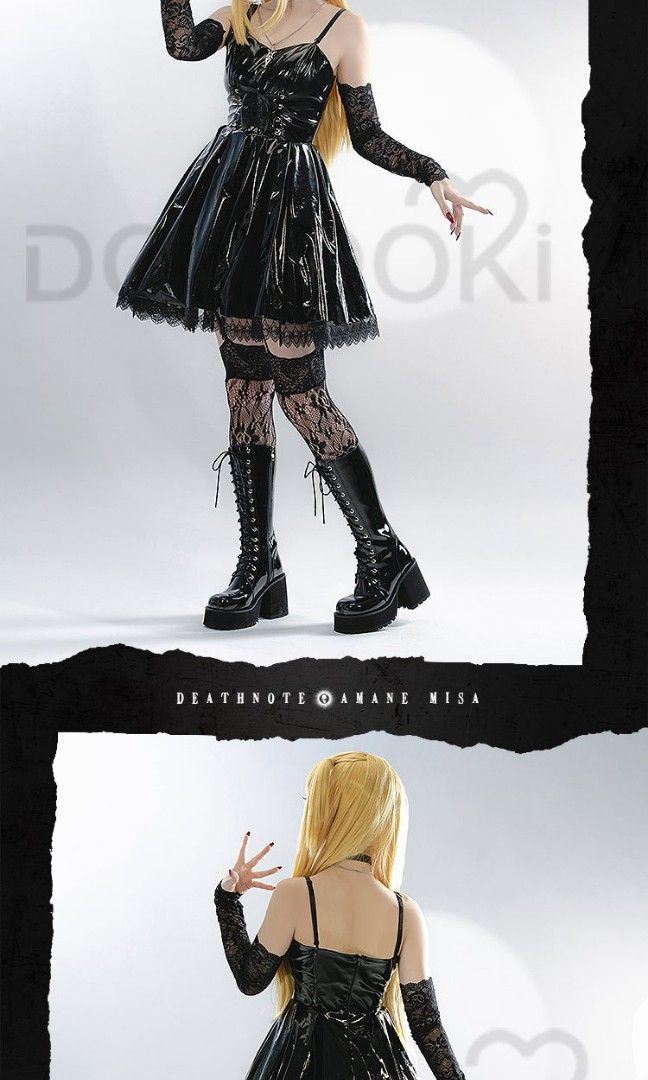 Anime Death Note Cosplay Costume Misa Amane Women Black Dress Halloween ...