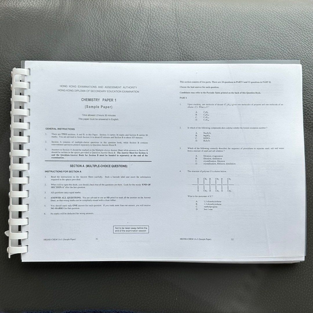 DSE Chem past paper 2012-2020 + Sample Paper, 興趣及遊戲, 書本 & 文具, 教科書 ...
