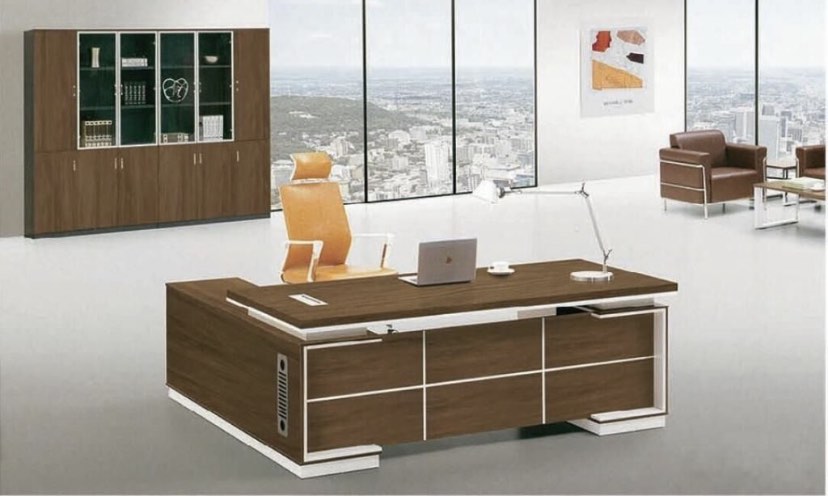 DT 014 Director Table w L-Shape Cabinet / Executive Table, Furniture ...