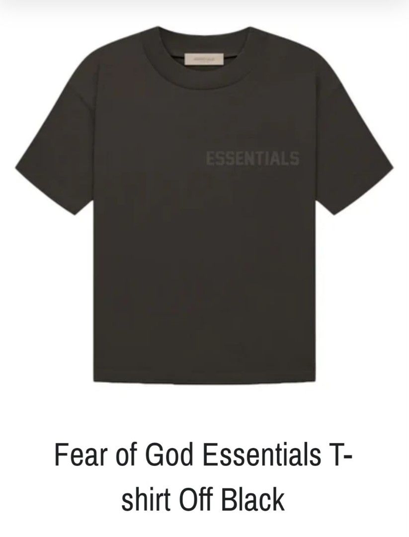 Fear of God Essentials Off Black, Men's Fashion, Tops & Sets, Tshirts ...