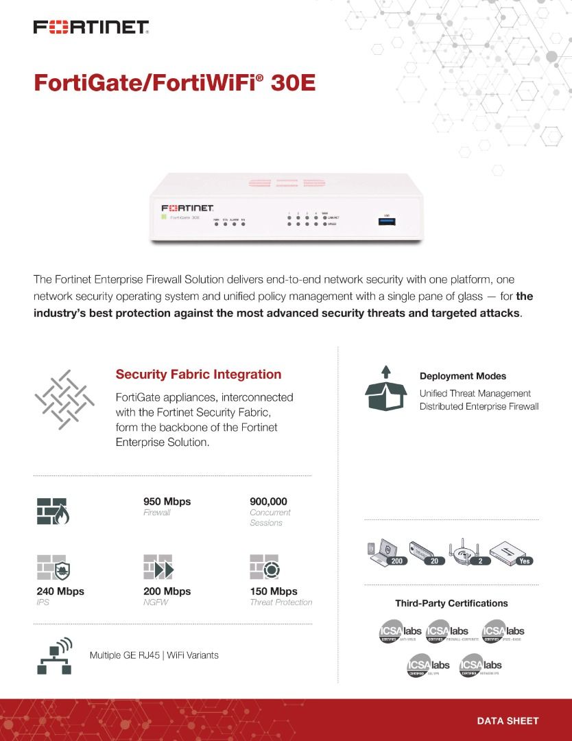 Fortinet FortiGate 30E Network Security/Firewall, Computers & Tech ...