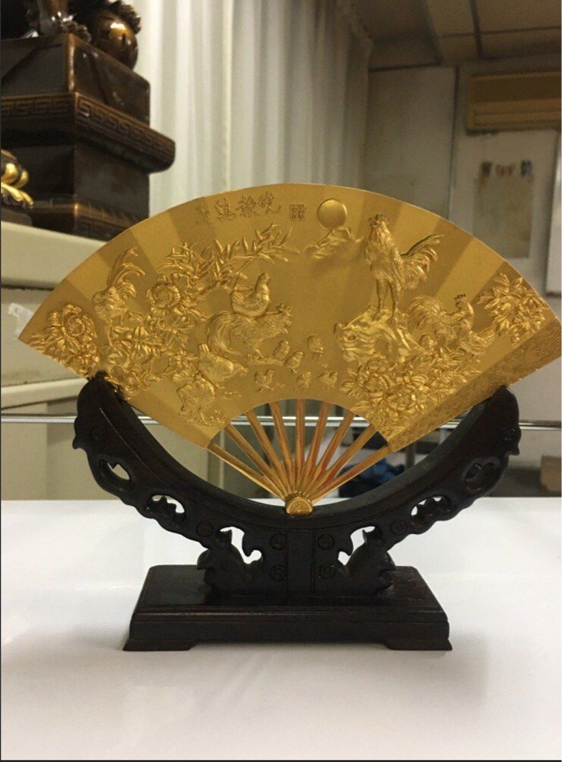 Gold plated fan, Furniture & Home Living, Home Decor, Other Home Decor ...
