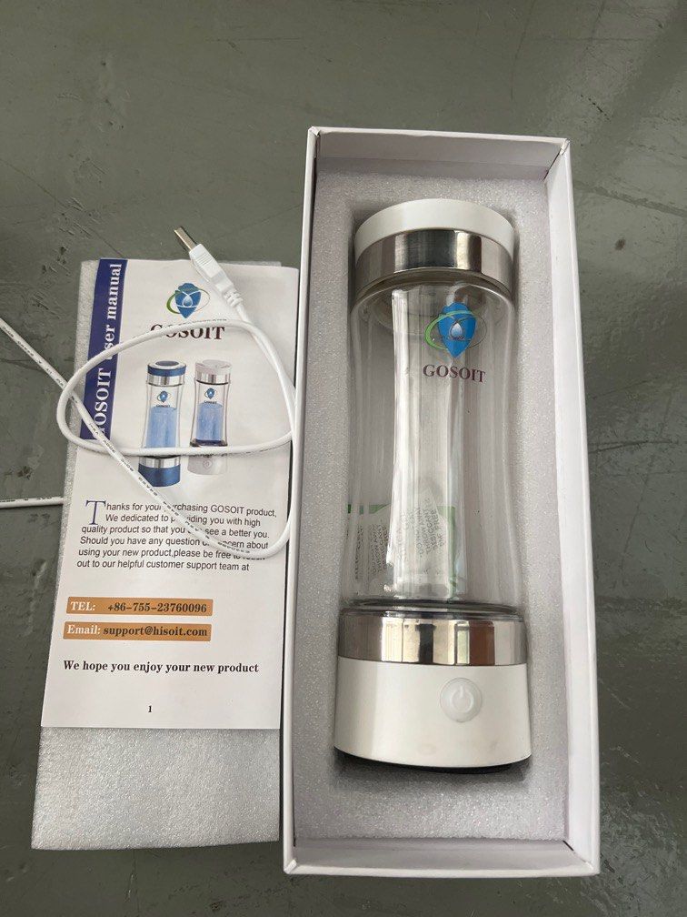 GOSOIT Hydrogen Water Alkaline Glass Bottle with Beautiful LED Indicator, Hydrogen Water ...