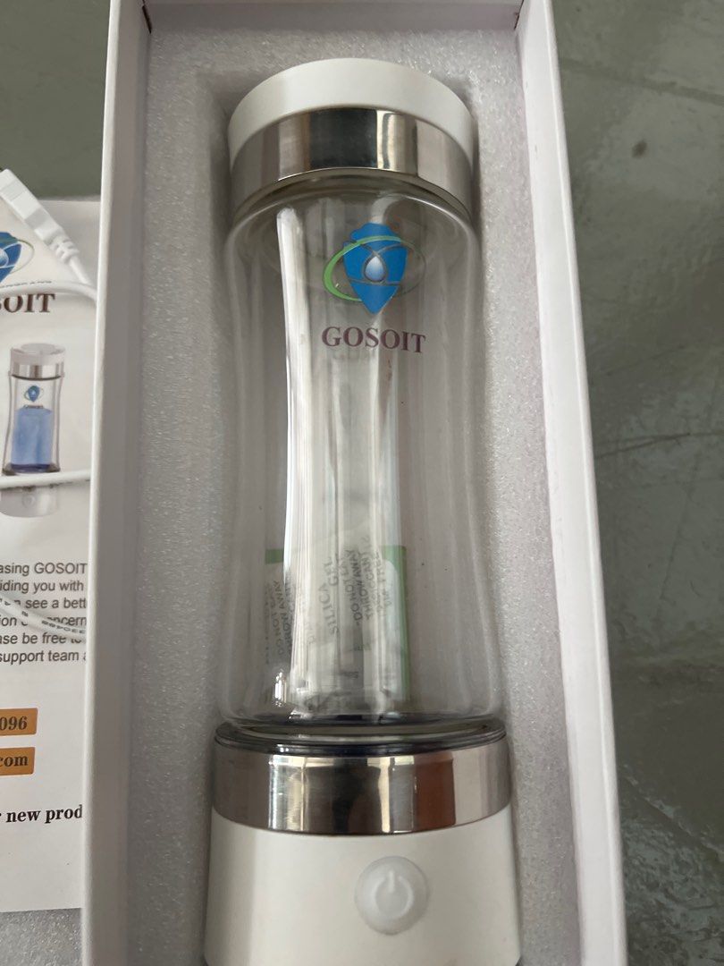 GOSOIT Hydrogen Water Alkaline Glass Bottle with Beautiful LED Indicator, Hydrogen Water ...