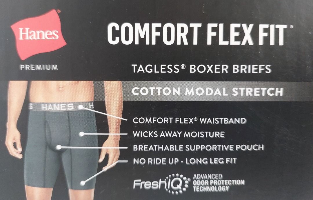 Hanes Premium Boxer Briefs 3-Pack Long Leg Cotton Modal Stretch Small ...