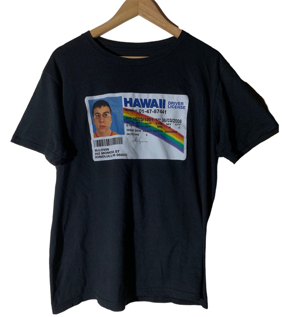 HAWAII MCLOVIN DRIVER LICENSE, Men's Fashion, Tops & Sets, Tshirts ...