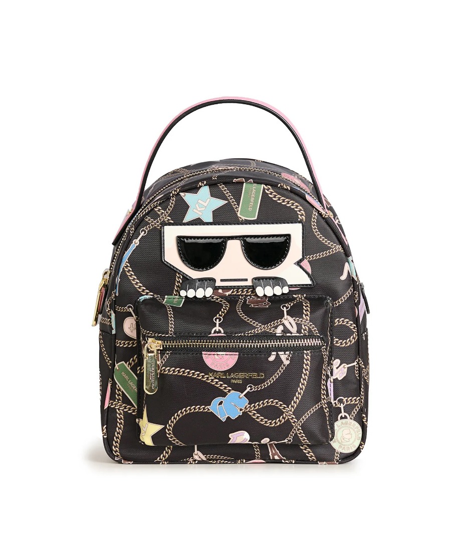 (INSTOCK) Karl Lagerfeld Amour Nylon Black Chain Mini Backpack, Luxury ...
