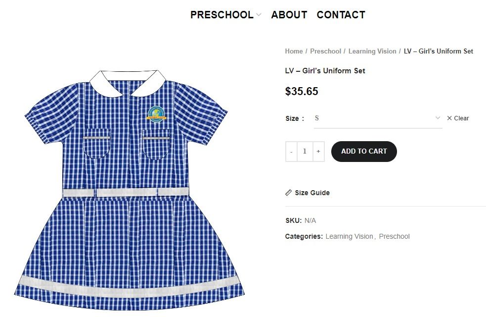Learning Vision Girl's Uniform Set, Babies & Kids, Babies & Kids ...