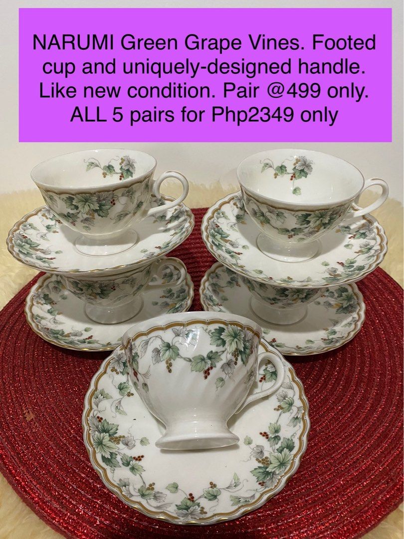 NARUMI Cups and Saucers, Furniture & Home Living, Kitchenware ...