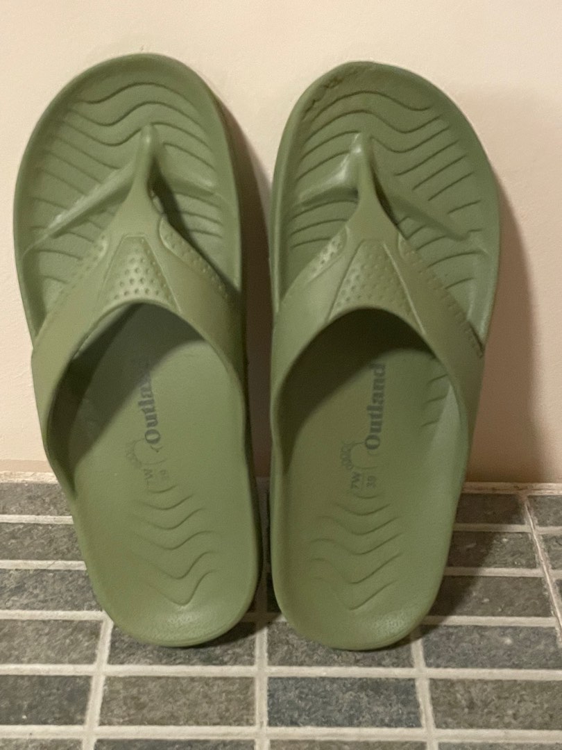 Outland green thong slides slippers, Women's Fashion, Footwear ...