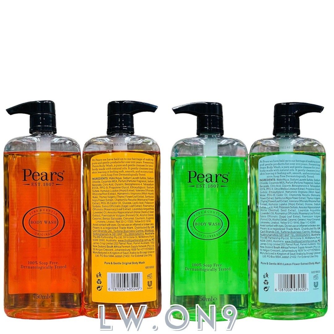PEARS PURE & GENTLE BODY WASH 100% SOAP FREE DERMATOLOGICALLY TESTED ...