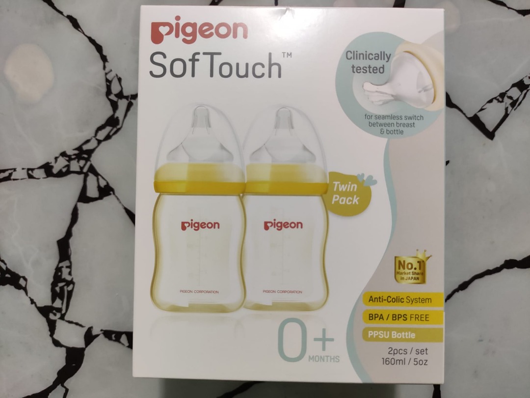 Pigeon SofTouch Peristaltic Plus (PPSU) Twin pack (160ml) (0 month), Babies & Kids, Nursing ...
