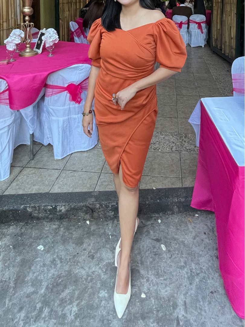 Rust Brown Semi-Formal Dress, Women's Fashion, Dresses & Sets, Evening ...