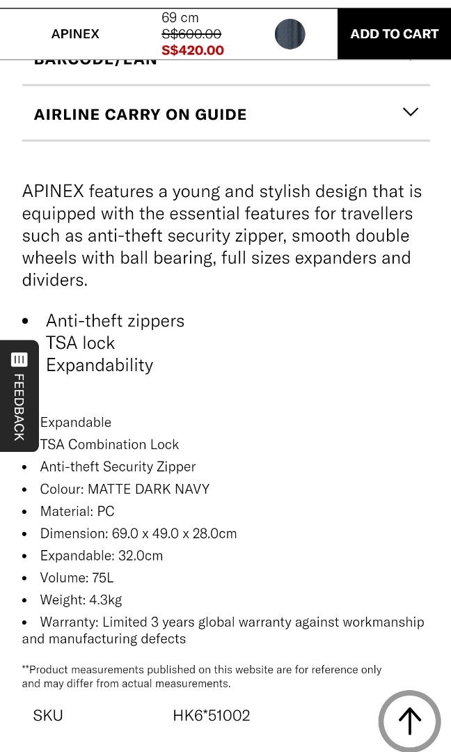 Samsonite Apinex Spinner 69/25, Hobbies & Toys, Travel, Luggage on ...