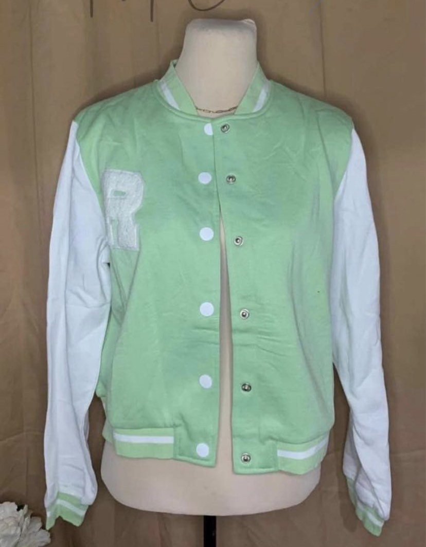 SHEIN Mint Green Varsity Jacket, Women's Fashion, Coats, Jackets and ...