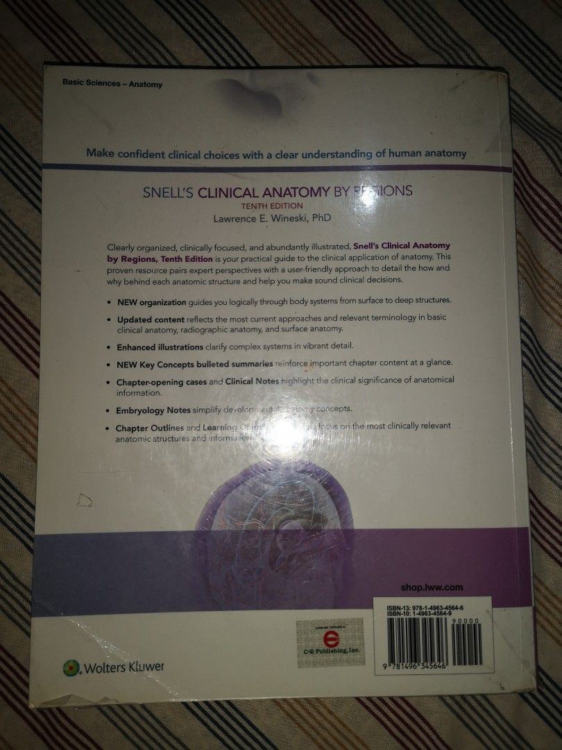 Physical Therapy Book Snell's Clinical Anatomy by regions 10th edition ...